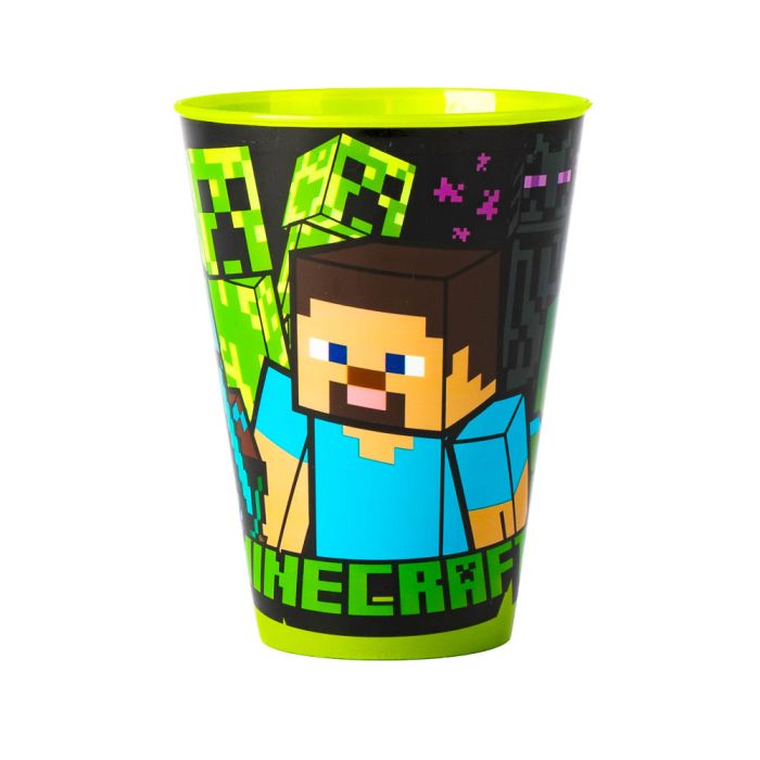 Vaso plástico estampado Minecraft 430ml verde